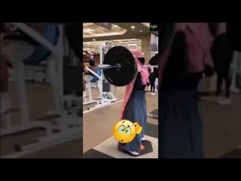 Muslim hijab girl in gym