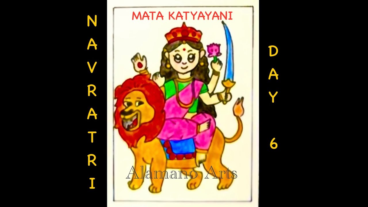 Navratri Series Day 6 - How to draw mata Katyayani easy steps ...