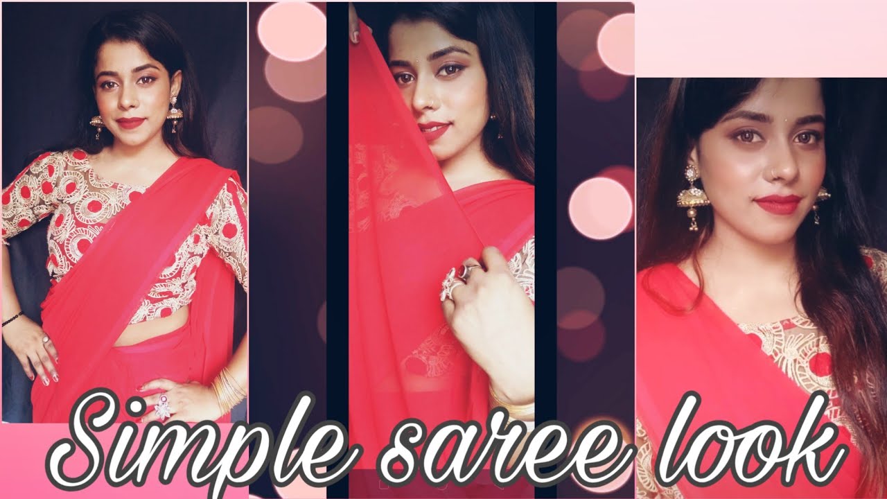 Simple saree makeup tutorial - YouTube
