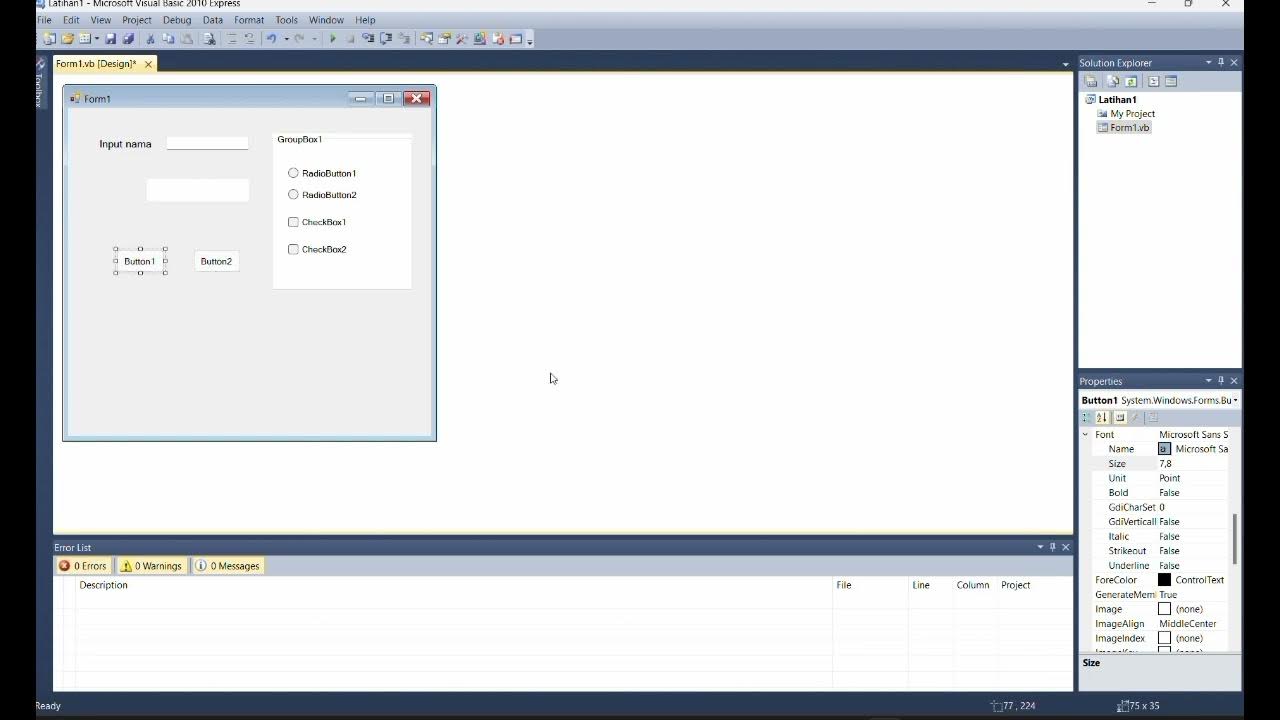 Mempelajari cara membuat program sederhana mengubah font Di Aplikasi visual basic - YouTube