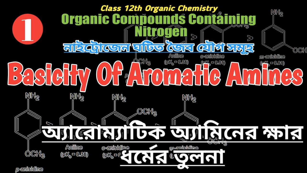 ORGANIC COMPOUNDS CONTAINING NITROGEN।।Basicity of Aromatic Amines ...