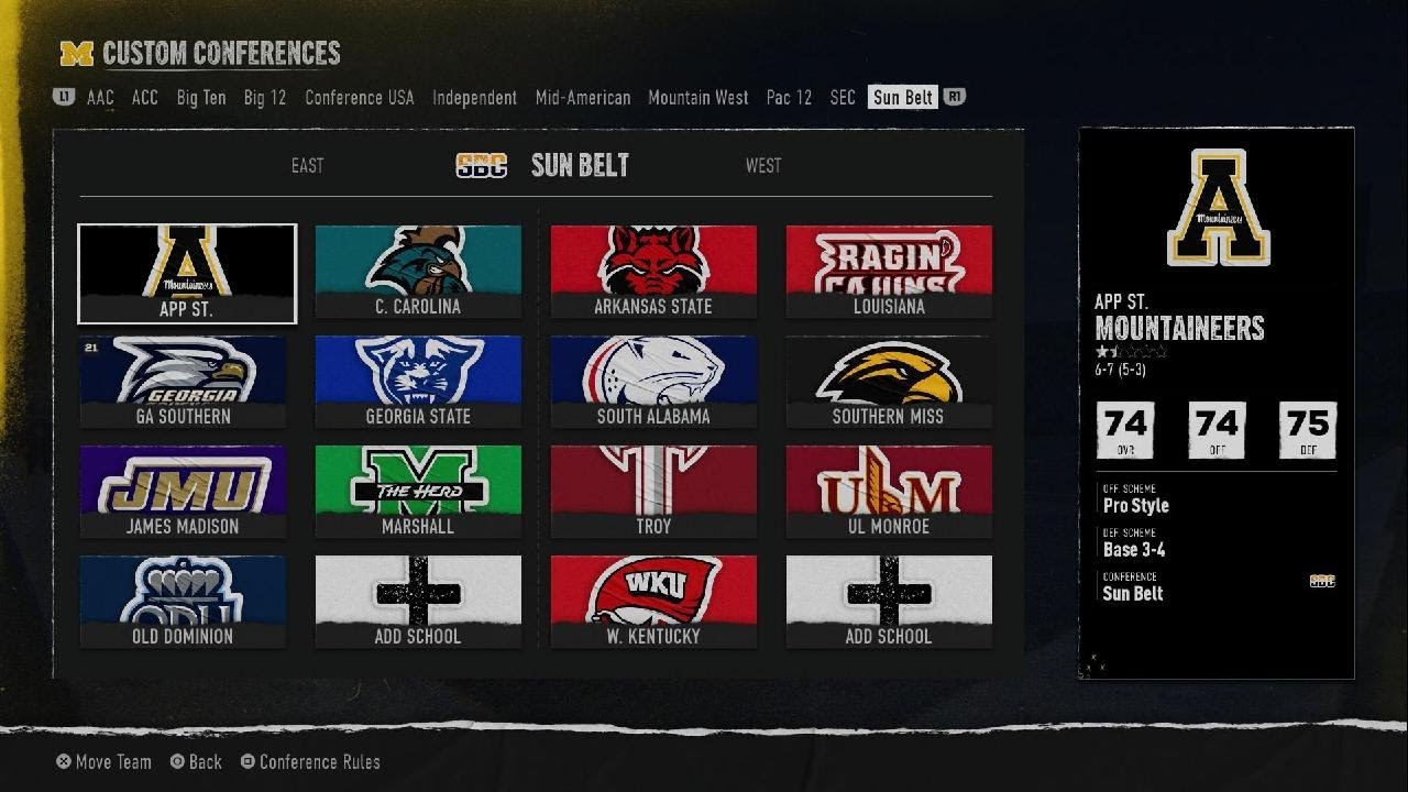 EA SPORTS College Football 25 26 Dynasty 2026-2027 Conference ...