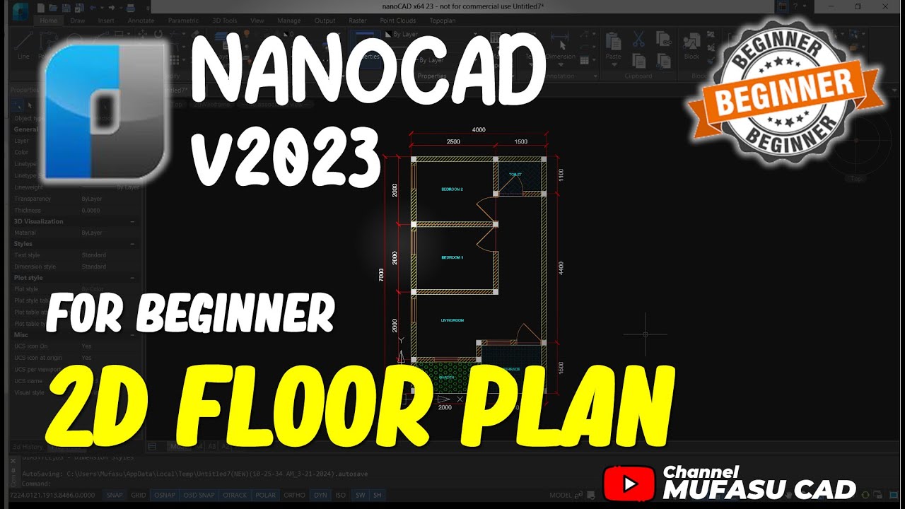 NanoCAD 2023 2D Floor Plan For Beginner - YouTube