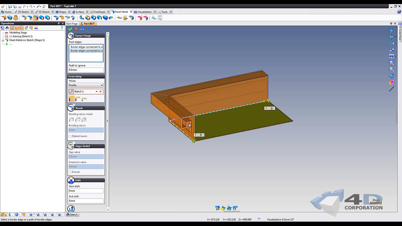 TopSolid7 : Sheet Metal by Swept Flange - YouTube