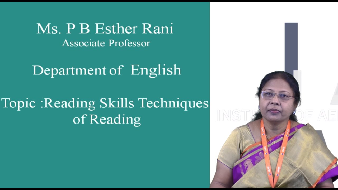 Reading Skills Techniques of Reading by Ms. P B Esther Rani ...