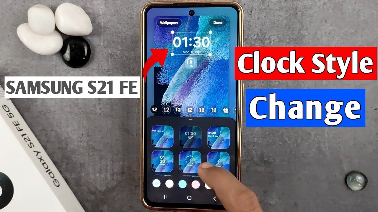 how to change lock screen clock style in samsung galaxy s21 fe 5g - YouTube