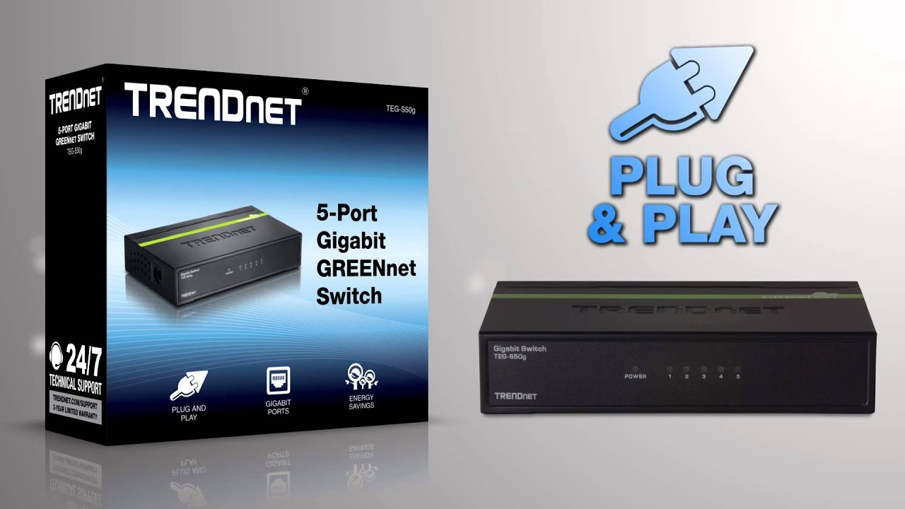 TRENDnet 5-Port Gigabit GREENnet Switch TEG-S50g - YouTube