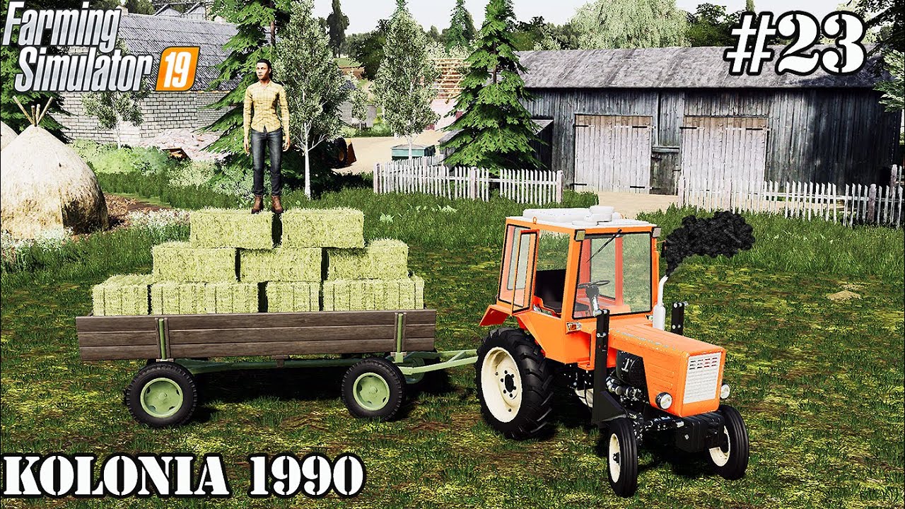 Collecting and stacking small bales of hay in the barn. Small Farm. FS ...