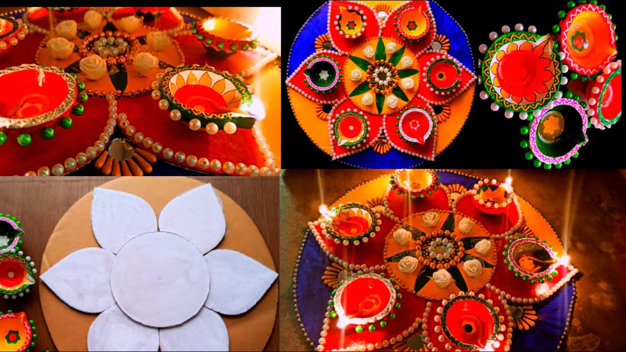 Diwali Decoration Ideas | Diwali Rangoli Ideas from Cardboard | Diya ...