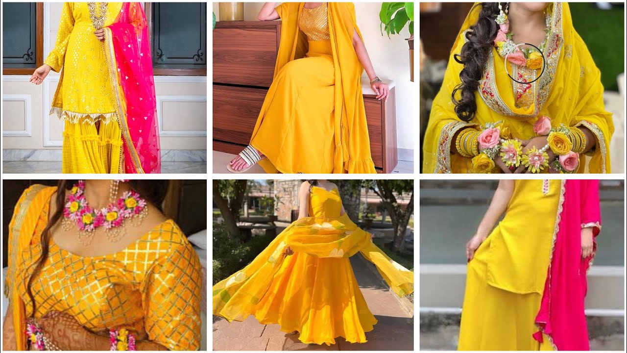 Beautiful Yellow suits|| Best looks for HALDI function - YouTube