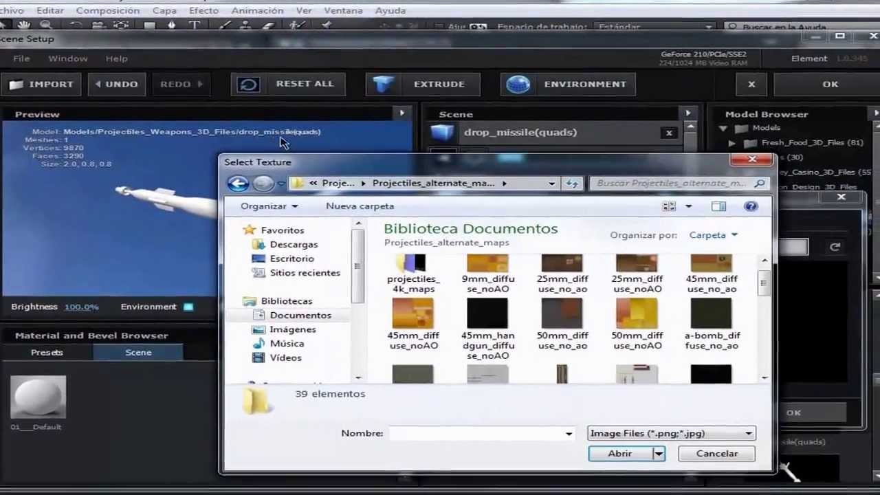 video copilot element3d aplicar texturas - YouTube
