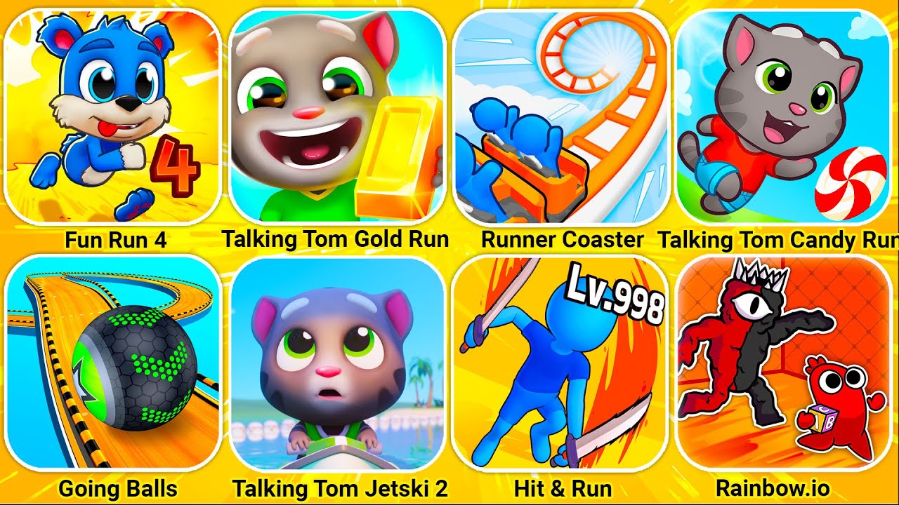 Fun Run 4, Tom Gold Run, Runner Coaster, Talking Tom Candy Run, Going ...