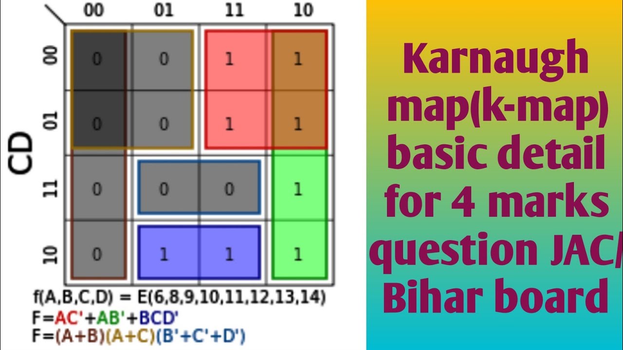k-map or karnaugh map for class 12 JAC/Bihar board computer sci in ...