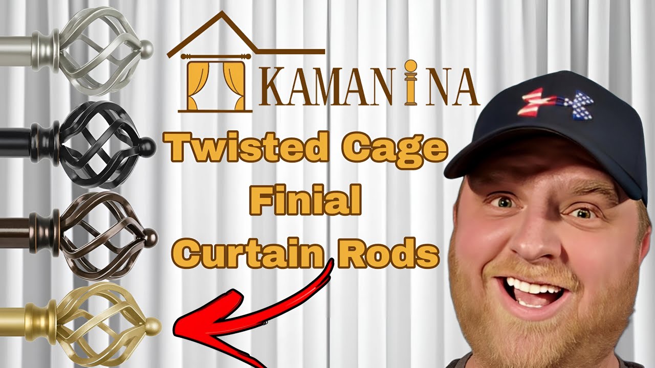 KAMANINA Twisted Cage Finial Curtain Rods: Install & Review! - YouTube