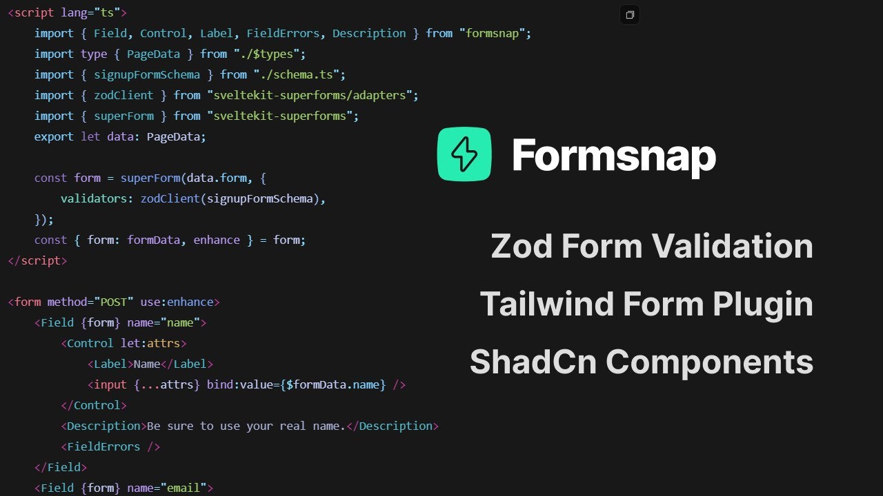 Shadcn, FormSnap and Superforms - Svelte, Sveltekit - YouTube Shadcn, FormSnap and Superforms - Svelte, Sveltekit - YouTube