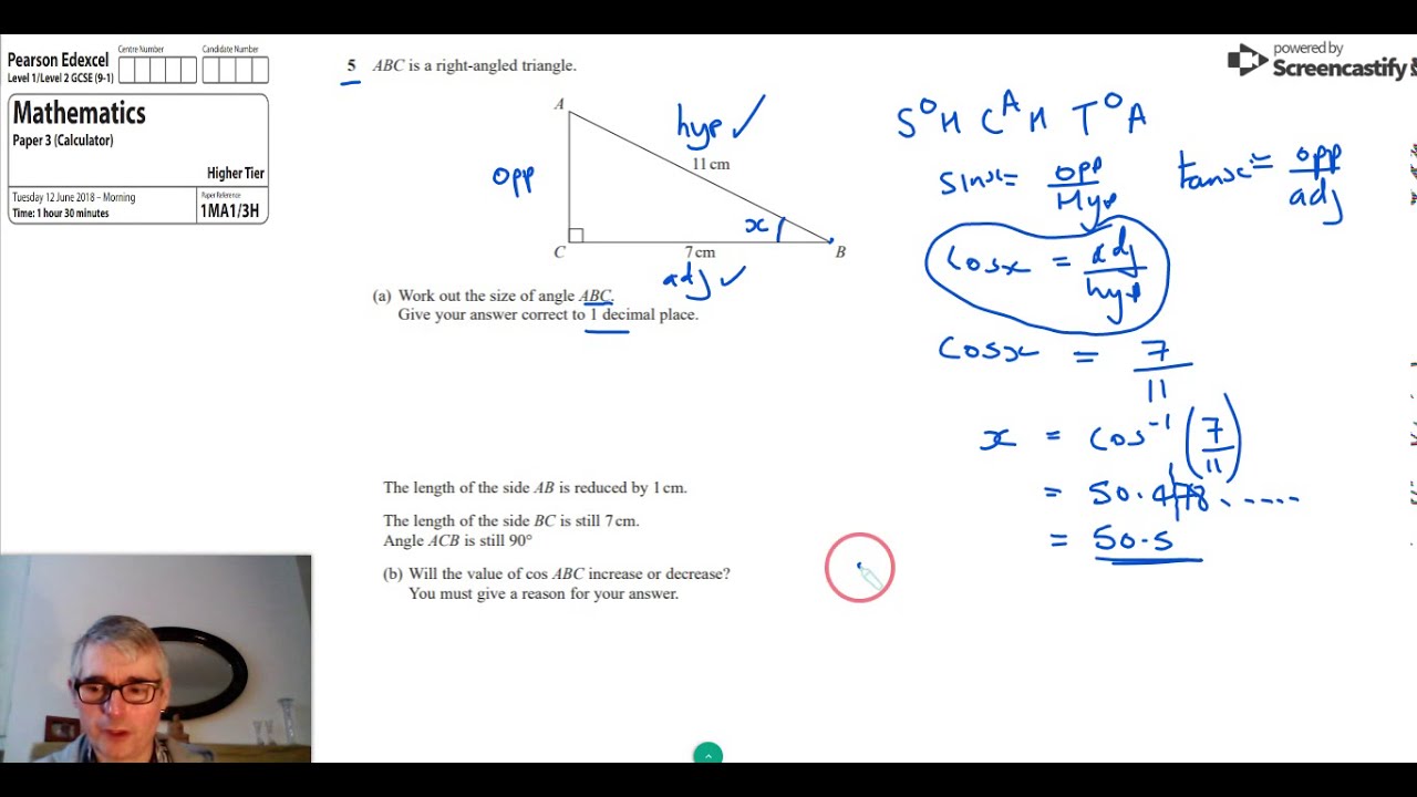5 Trigonometry Edexcel 2018 Maths GCSE Higher Tier Paper 3 Question 5 5-trigonometry-edexcel-2018-maths-gcse-higher-tier-paper-3-question-5