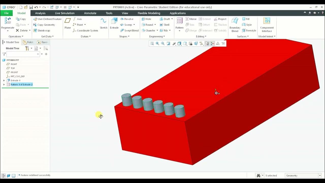 Dimension Pattern in both directions Creo Parametric - YouTube