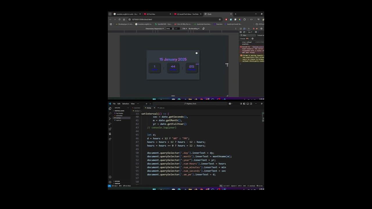 Making A Digital Clock Using Htmlcss Javascript Frontenddeveloper Coding Programming Youtube