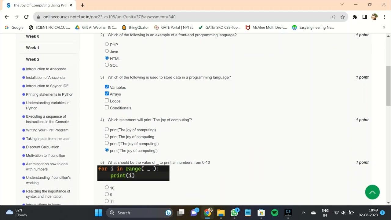 NPTEL The Joy of Computing Using Python - Week 2 Solutions - YouTube