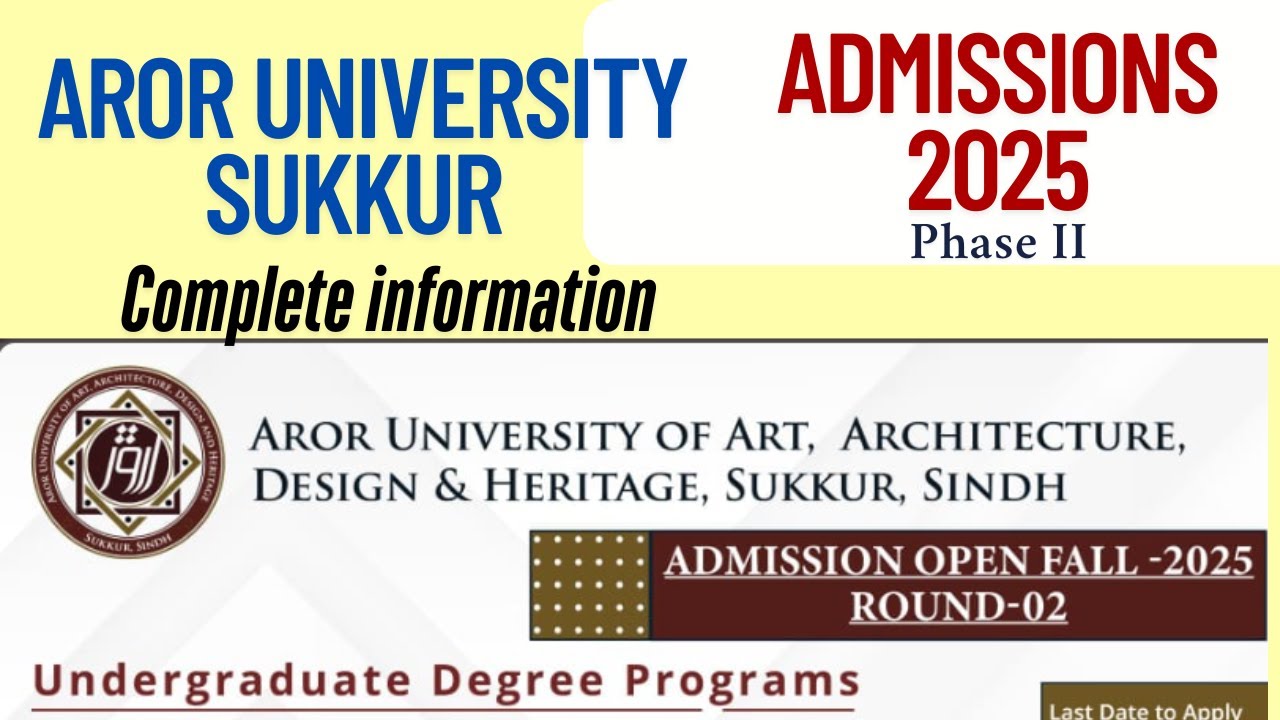 Aror University Sukkur announced admissions 2025 phase II - YouTube