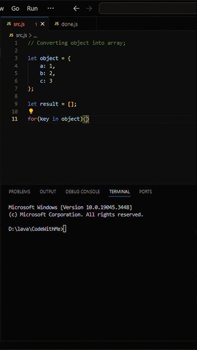 Converting Object To Array Javascript Problemsolving Shorts Ytshorts Programming Youtube