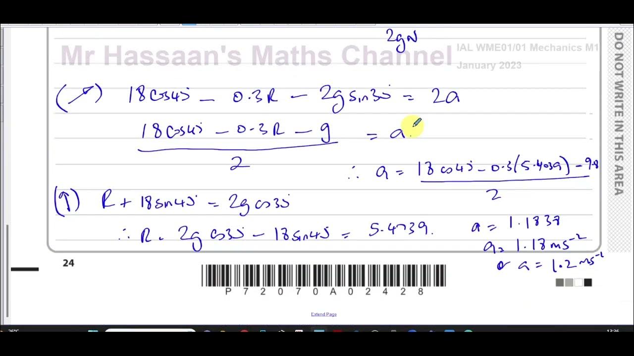 WME01/01, IAL, (Edexcel), M1, January 2023, Q8, Dynamics, Inclined Planes, Friction - YouTube