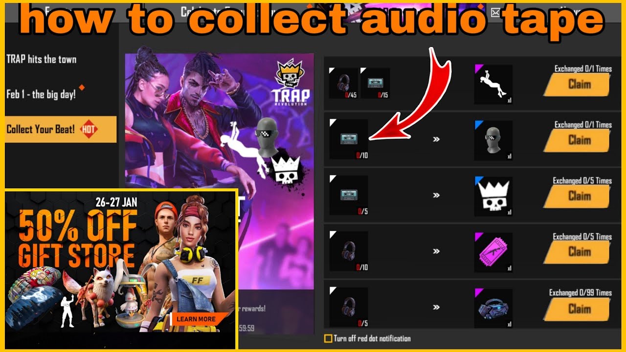 HOW TO COLLECT audio TAPE AND HEADSET || GARENA FREE FIRE TRAP EVENT ...