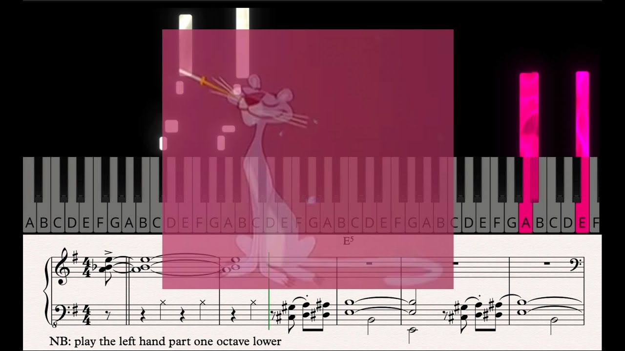 PINK PANTHER/ ROOSA PANTER klaver/ LA PANTERA ROSA/ 粉红豹/ पिंक पैंथर ...