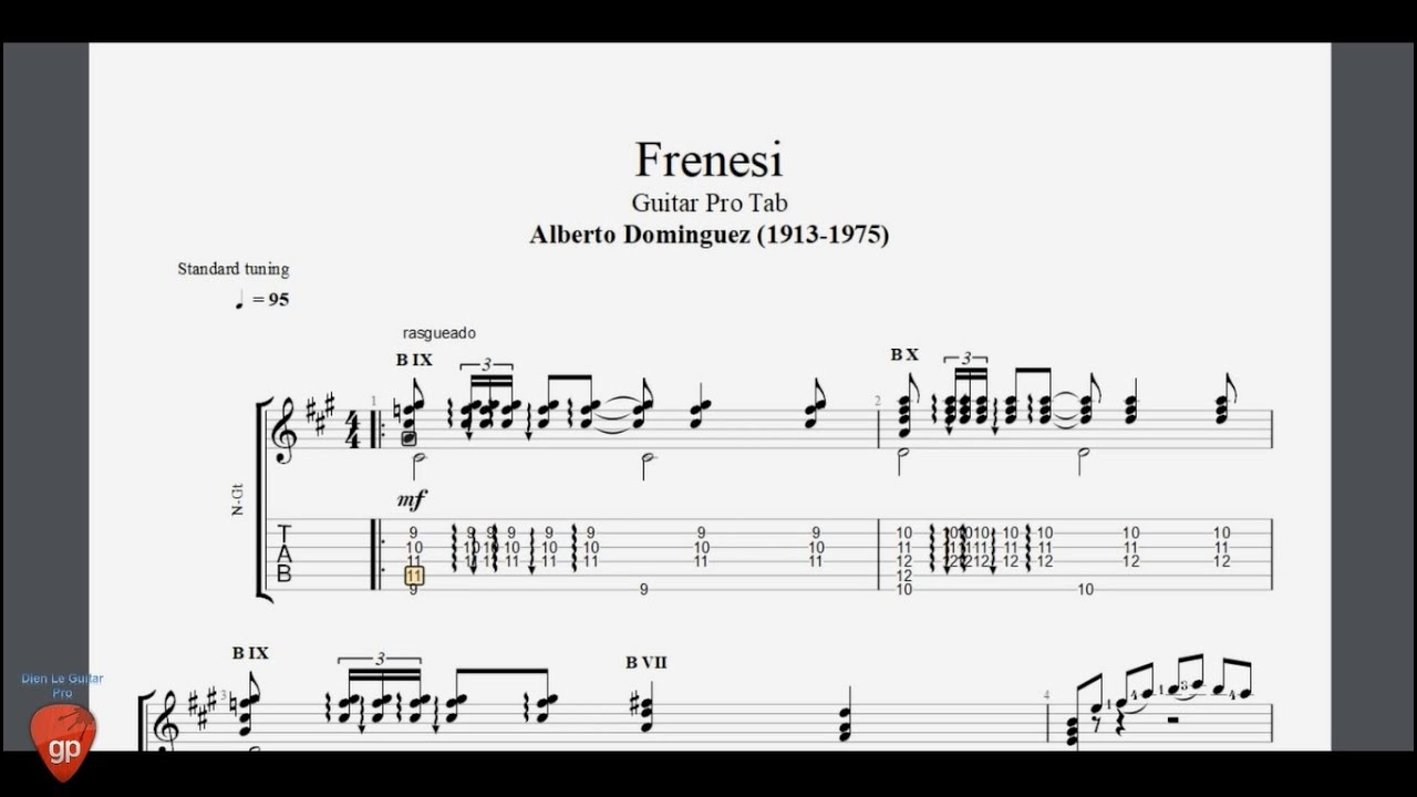 Frenesi by Alberto Dominguez - Guitar Pro tab - YouTube