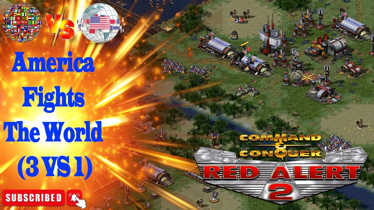 Red Alert 2 - Extra Hard AI - America Fights The World - 3 vs 1 - YouTube
