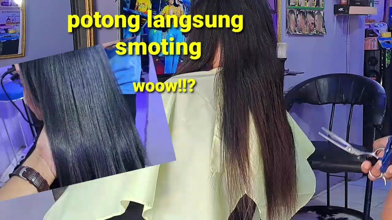 potong rambut langsung di smoting sutra ceratin - YouTube