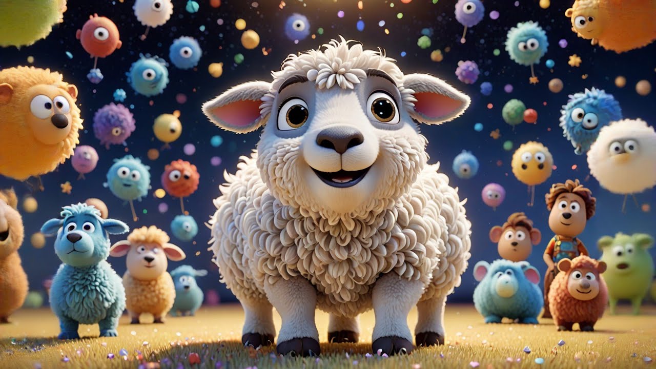 Four Sleepy Lambs Dream in Space | Lamb Song for Kids | Counting ...
