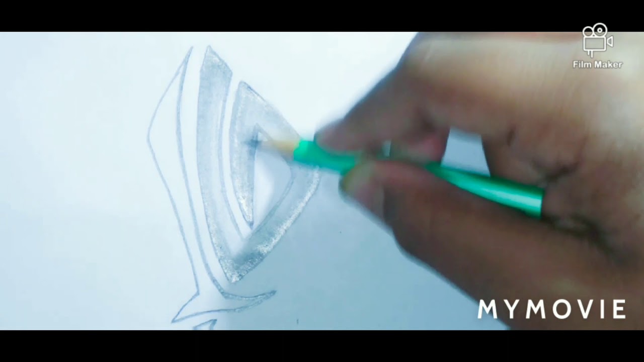 how to draw rog logo with a HB pencil of just ₹3 - YouTube