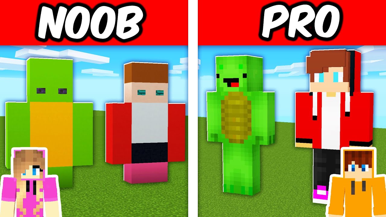 JJ and Mikey STATUE HOUSE Build Challenge: NOOB VS PRO - YouTube