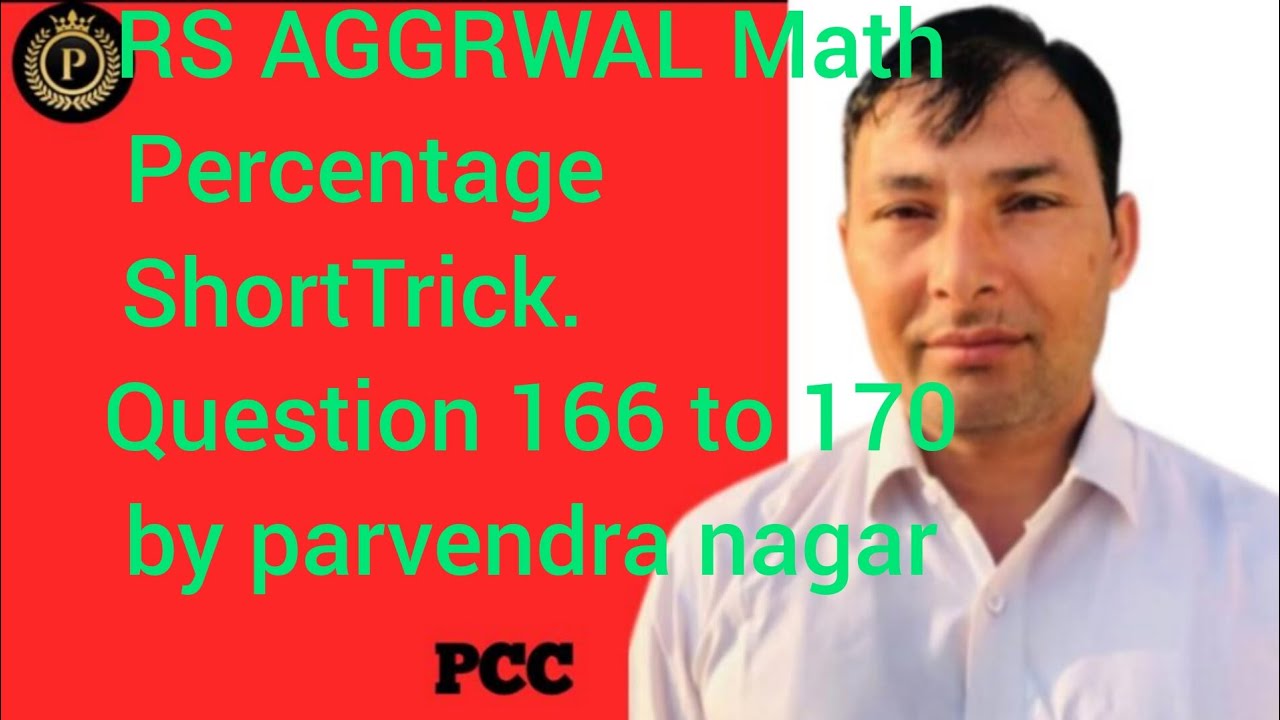 RS Aggarwal percentage Question 166 to 170# #delhipolice #uppolice by ...