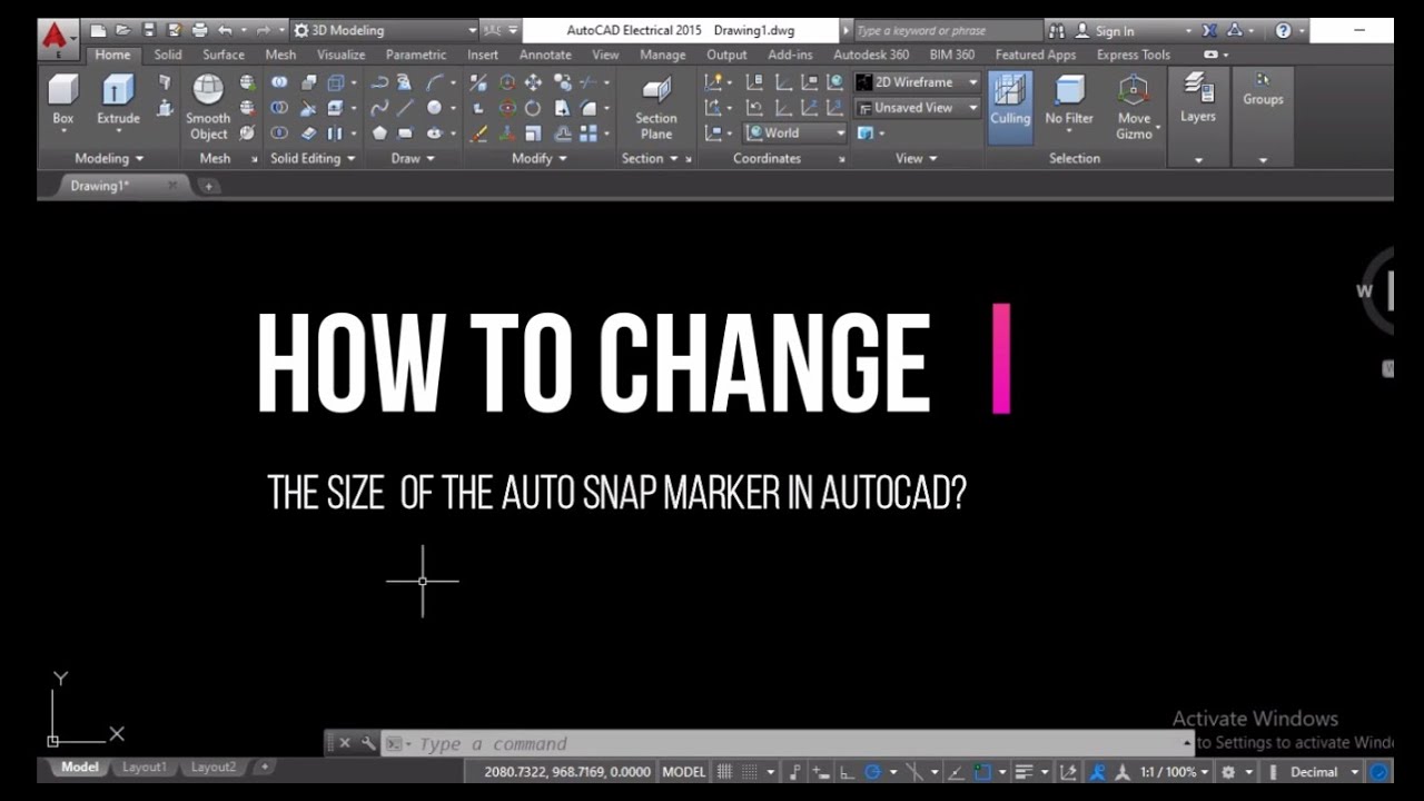HOW TO CHANGE THE SIZE OF THE AUTO SNAP IN AUTOCAD? - YouTube