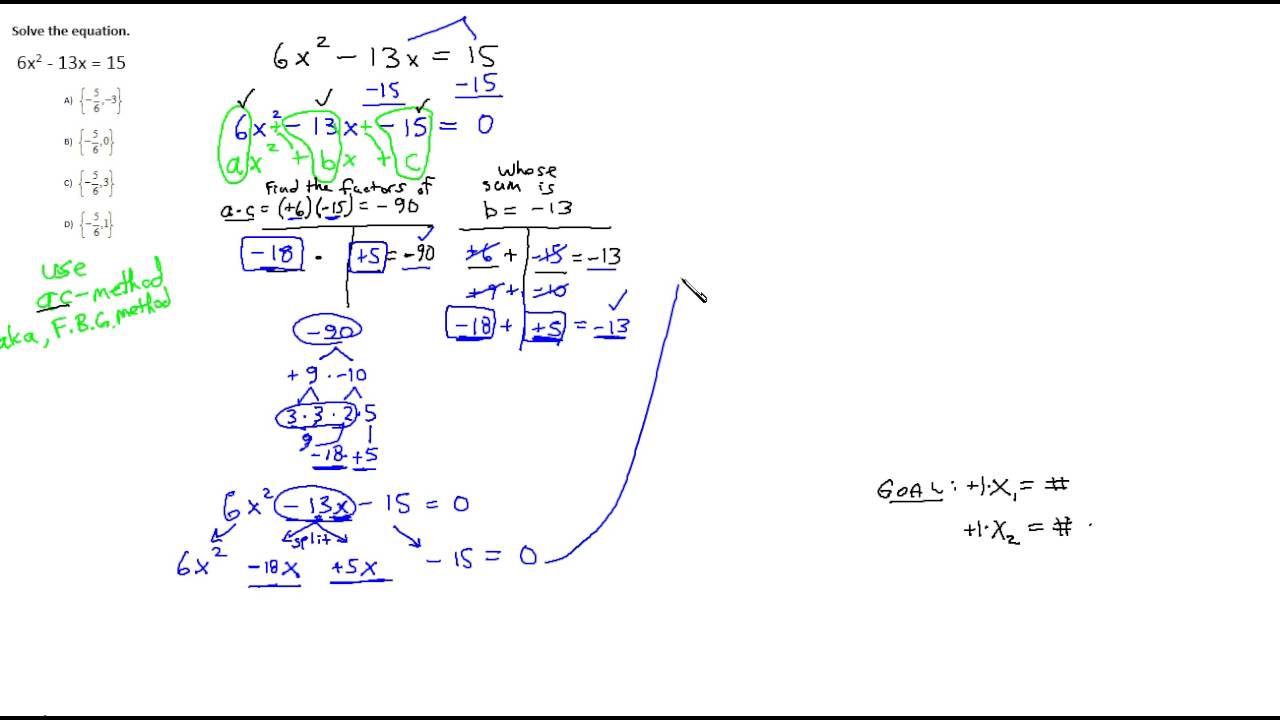 Solve the Quadratic Equation by Factoring - YouTube