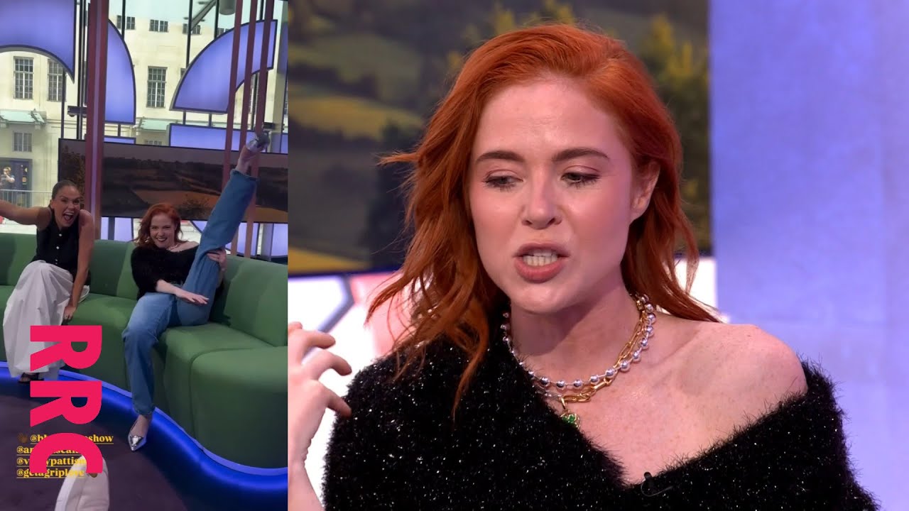 Angela Scanlon }off the shoulder, leg up - YouTube