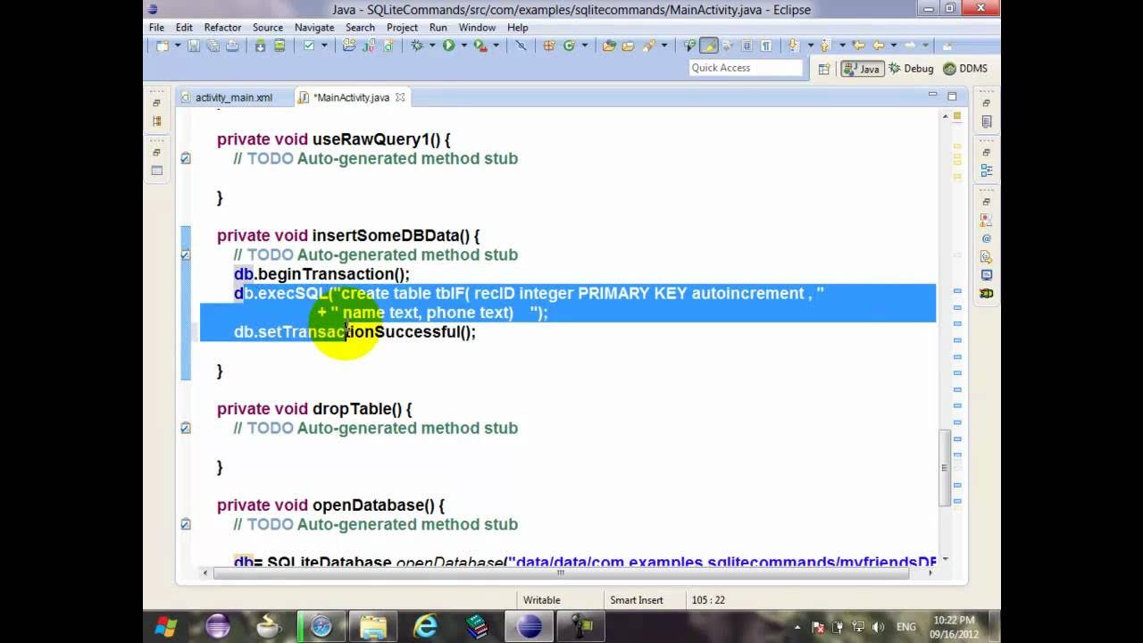 49 Android Revision SQL Database SQLite Introduction to Big Example with All Operations Create ...