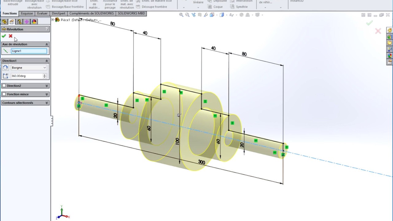 SolidWorks initiation la base sur les pièces de révolution - YouTube