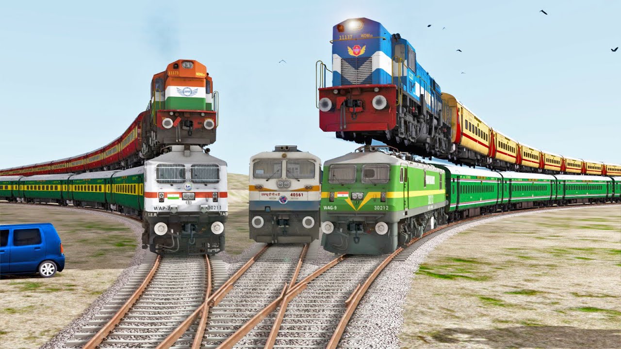 FIVE TRAINS ON TOP OF THE TRAIN AND CROSSING EACH OTHER DIFFERENT ...