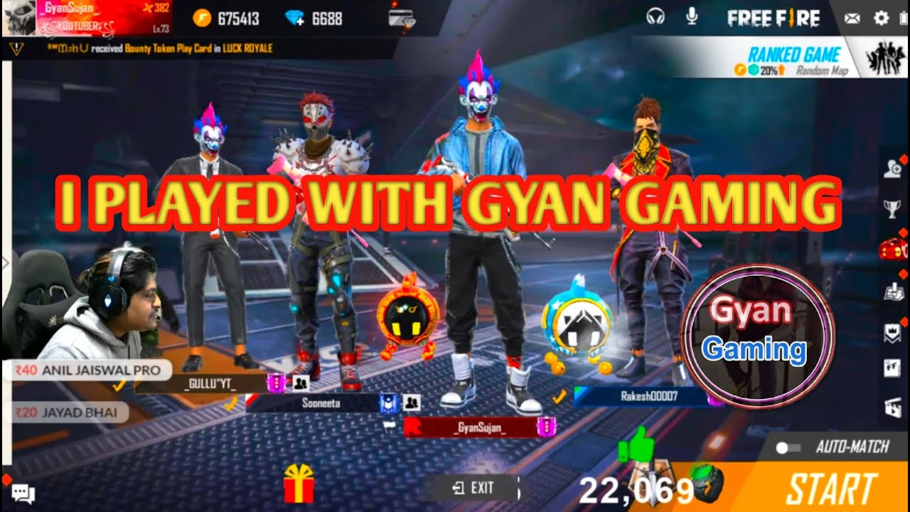 I PLAYED WITH GYAN GAMING || GYAN GAMING || FREE FIRE || - YouTube