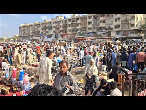 🇵🇰 WALKING TOUR OF KARACHI LARGEST AND CHEAPEST SUNDAY BAZAAR, UP ...