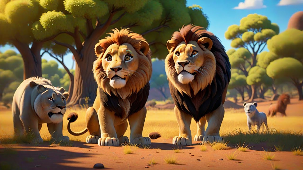 Two Baby Lions Learn to Roar | Lion Song for Kids | Nursery Rhymes and ...