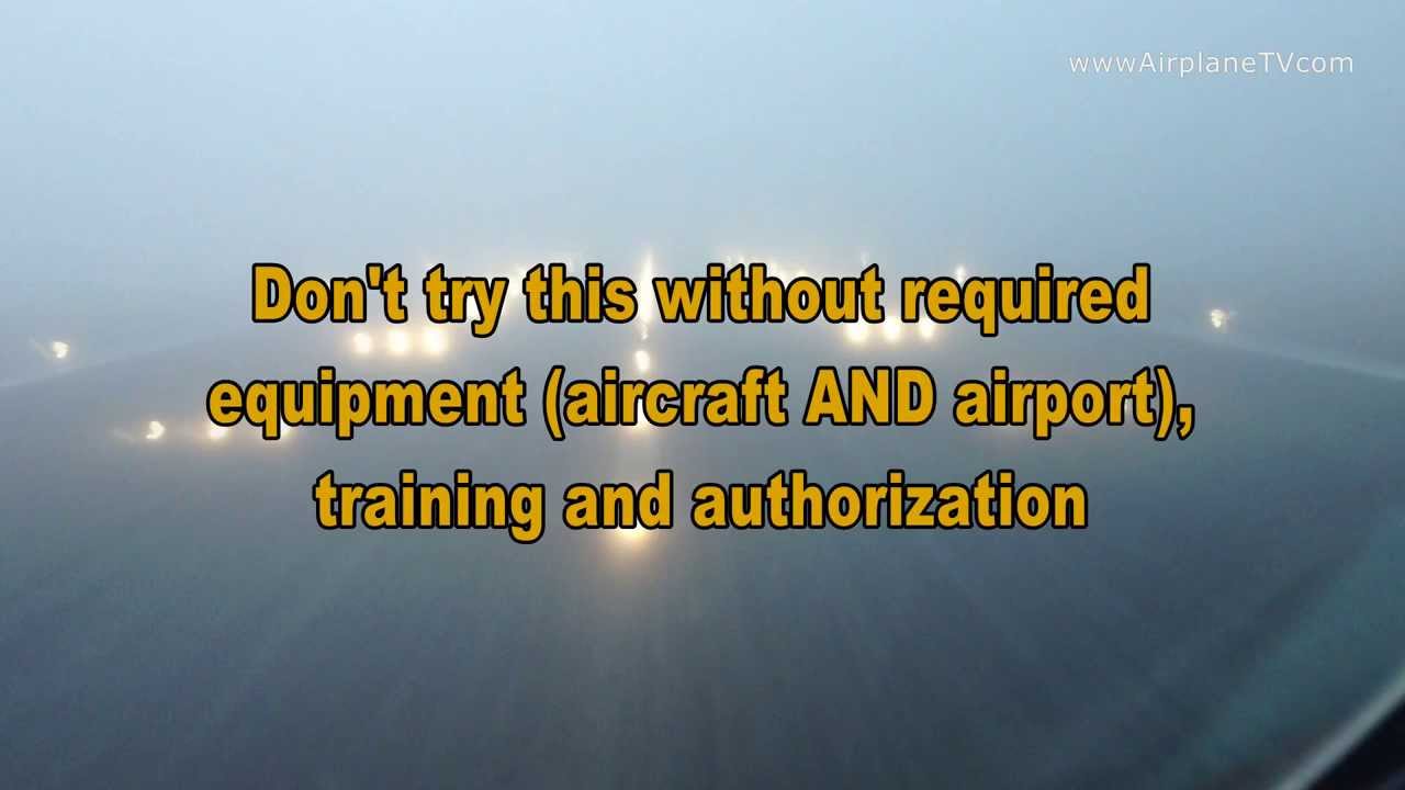 Airbus A320 low visibility ILS CAT III autoland approach in bad weather ...