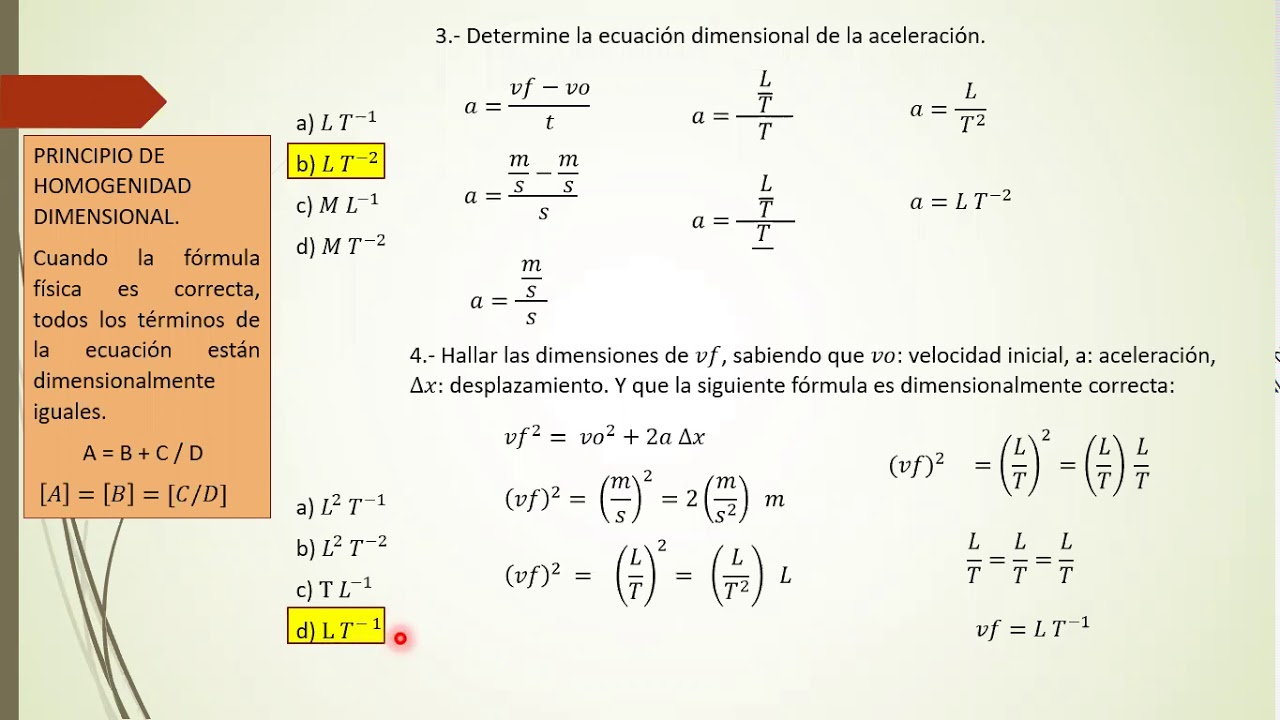 Ecuaciones dimensionales - YouTube