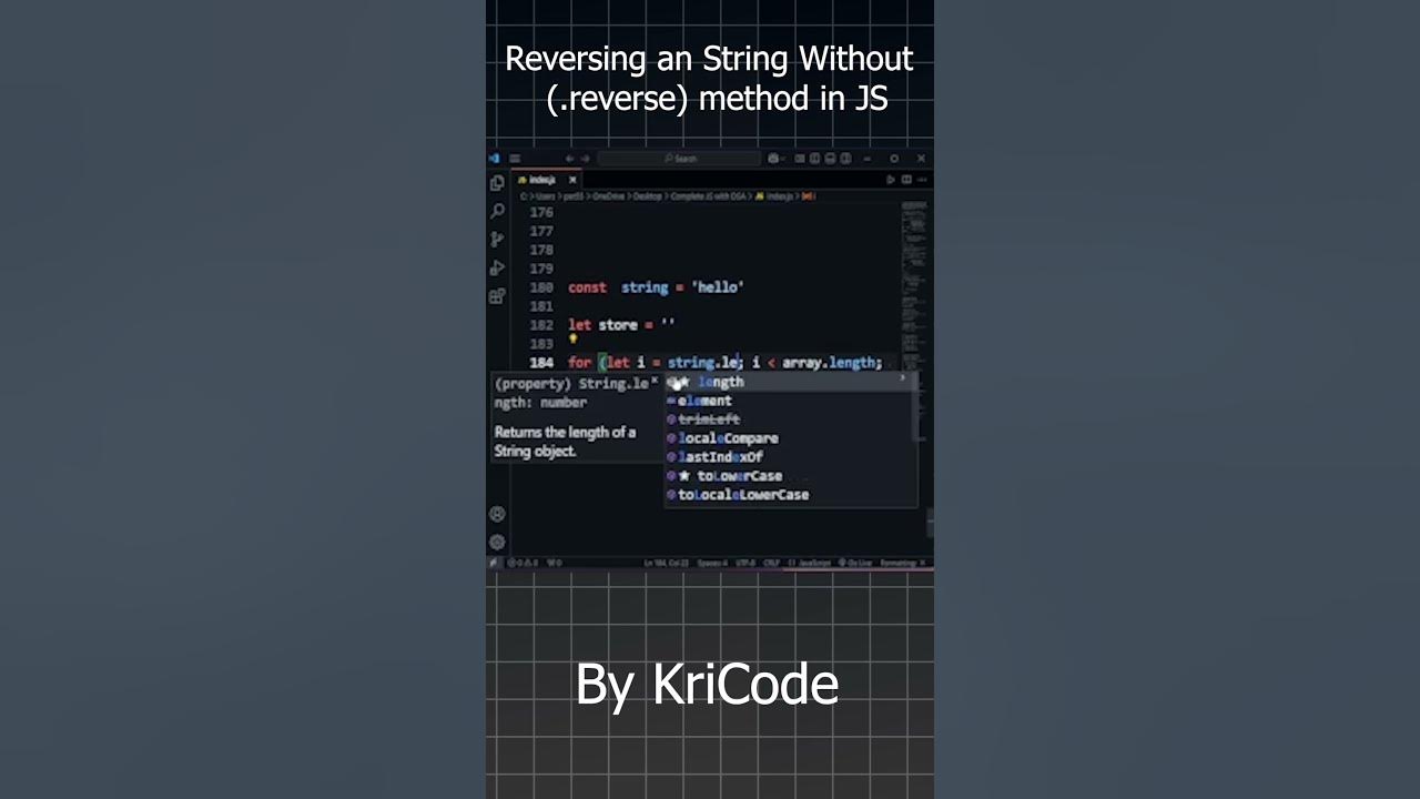 Reversing an String without Using Reverse method #mernstack #javascript #array #dsa # ...
