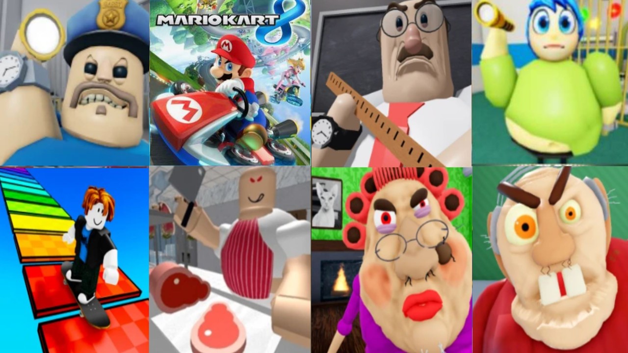 Mario Kart Deluxe in Barry Prison Run, Speedrunner, #roblox Evil Hello ...