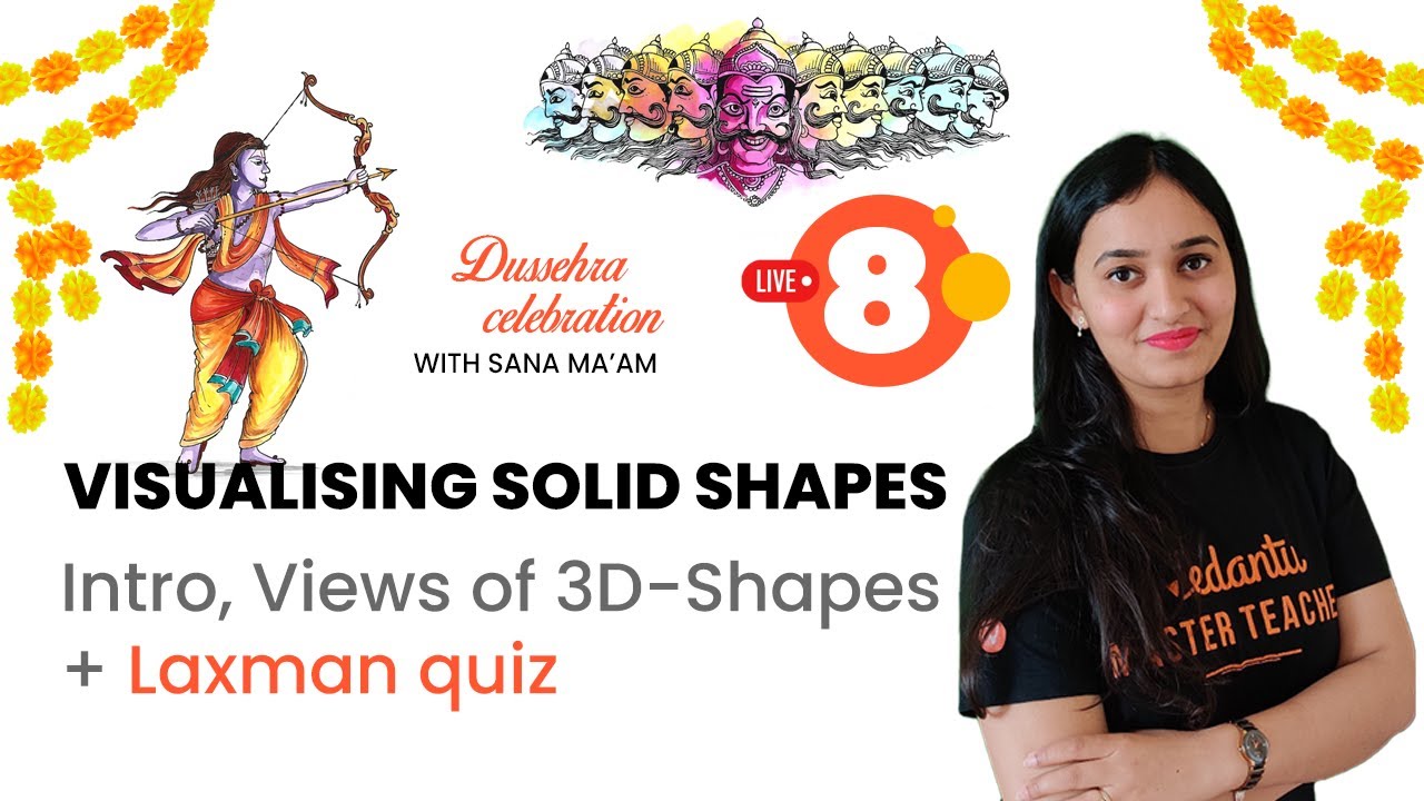 Visualizing solid shapes |Intro, Views of 3D-Shapes + Laxman quiz| Sana Ma'am| Vedantu Young ...