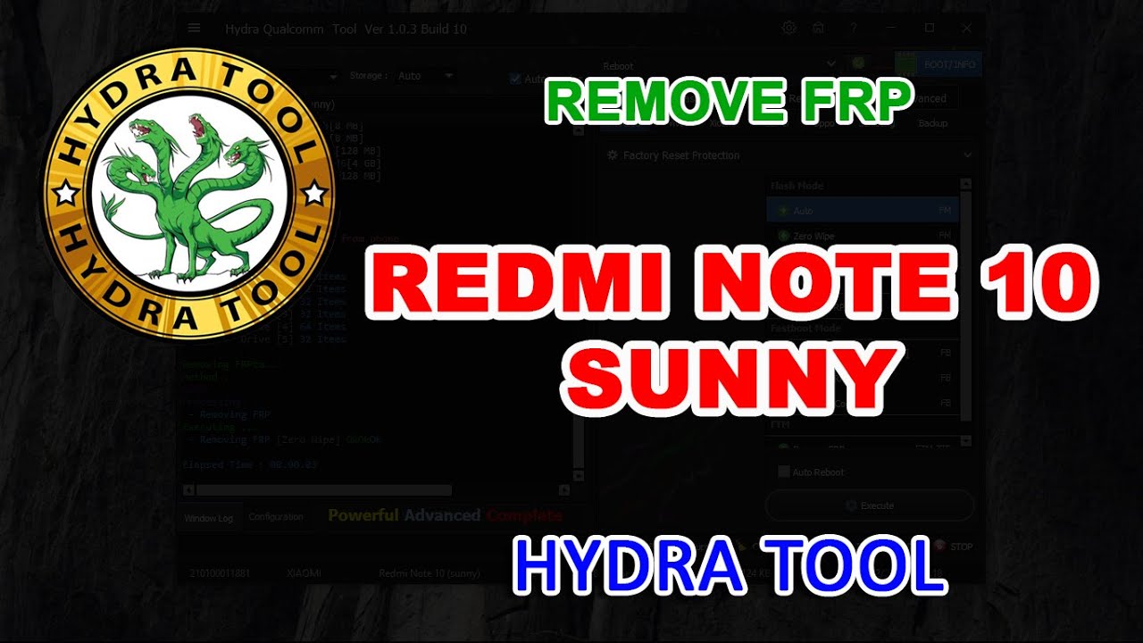 REDMI NOTE 10 SUNNY REMOVE FRP | TEST POINT EDL | HYDRA TOOL - YouTube